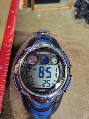 Pasnew 3 ATM PSE-276G Water Resistant Sports Digital Watch Blue Black ...