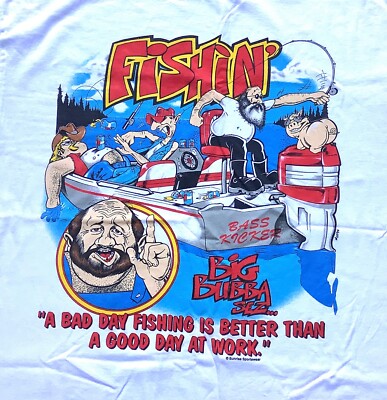 Vtg 90s Big Bubba Fishin T Shirt Fishing Single Stitch Funny Redneck ...
