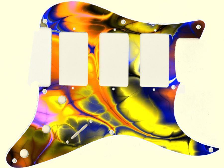 Pickguard Custom to fit Fender Stratocaster HHH 1 Hole Flag Fractal Art ...