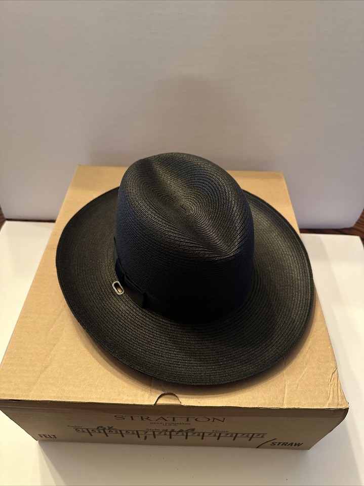 NEW Stratton Sheriff Style Straw Hat 42DB Double Brim Oval BLACK ...