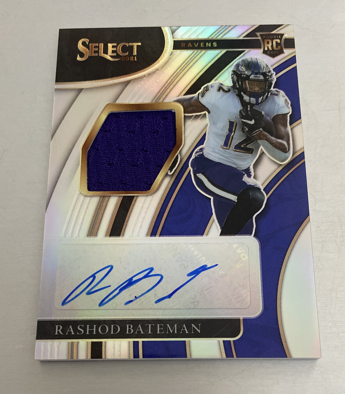 2021 Select Football Rashod Bateman Silver Prizm Rookie Patch Auto #174 ...