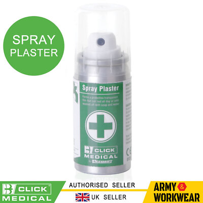 Click Medical First Aid 32.5ml Aerosol Spray Plaster Transparent Film ...
