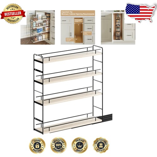 4-Tier Pull Out Spice Rack Organizer - Stylish Solution for Narrow ...