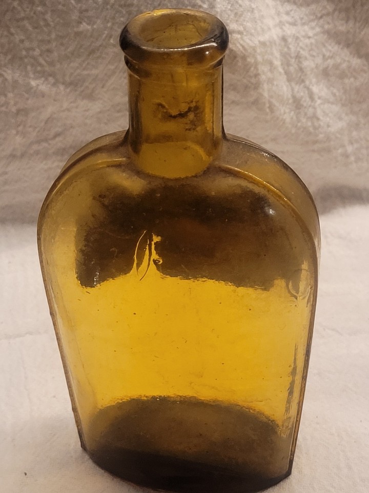 Yellow Gold Flask John M. Brewer Druggist Cider Brandy Norwich ...