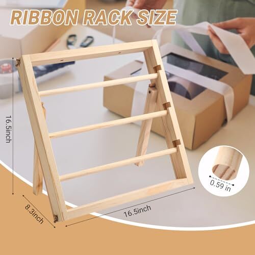 Ribbon Storage Organizer Rack Wooden Ribbon Spool Holder For Craft Mesh ...