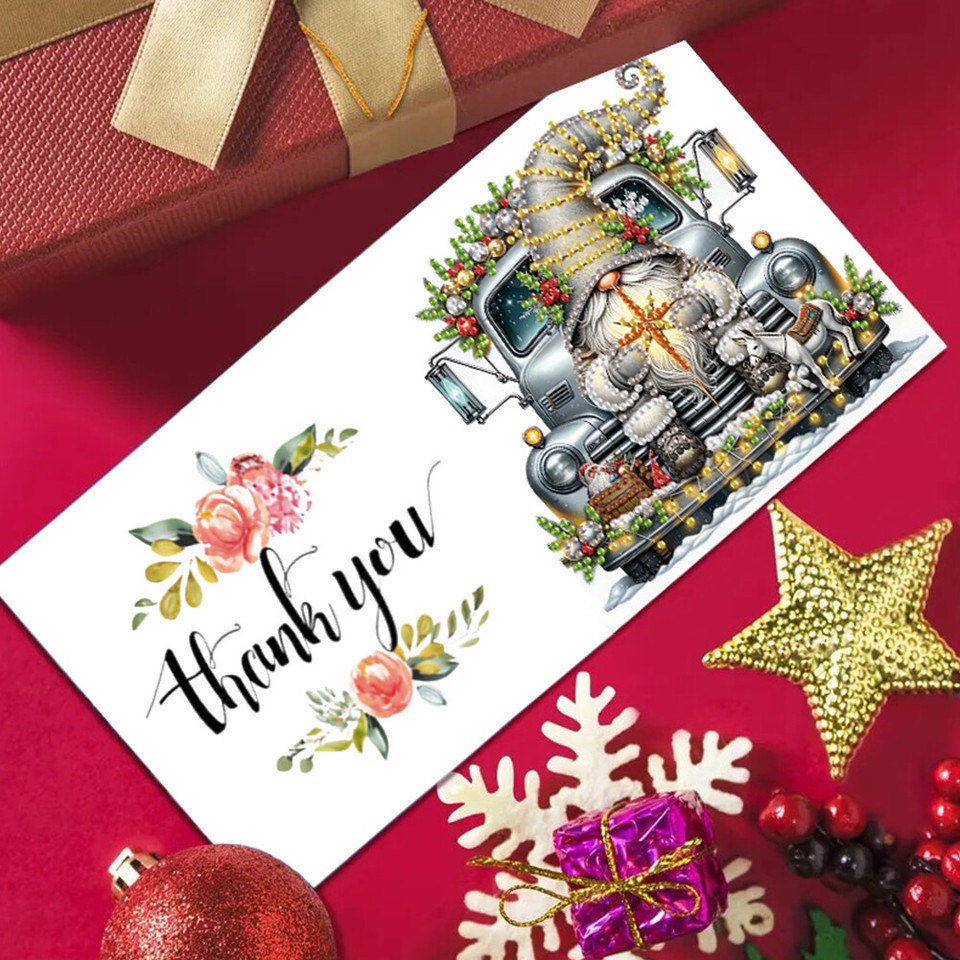 10Pcs Merry Christmas Gnome Diamond Handmade Card Diamond Painting ...