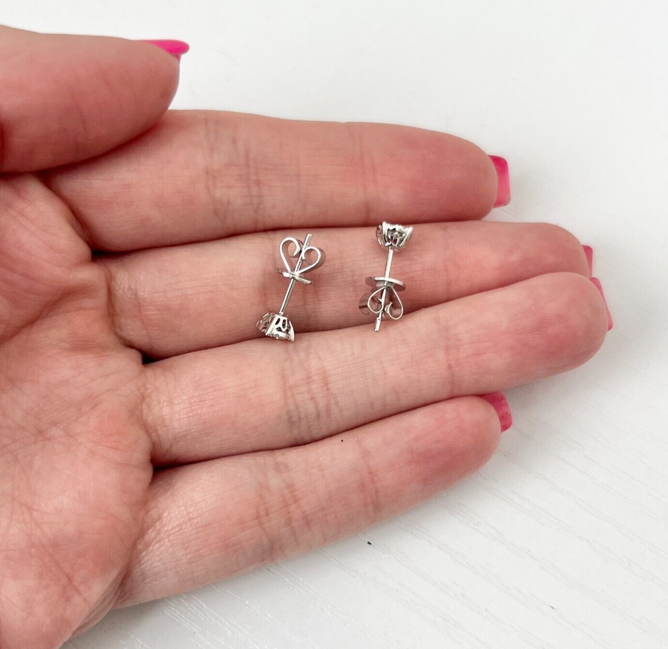 18K White Gold Round Natural Diamond Push Back Stud Earrings 0.25ctw | eBay