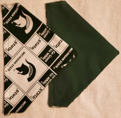 MICHIGAN STATE UNIVERSITY SPARTANS HOMEMADE 2 SIDED DOG SCARF (PICK ...