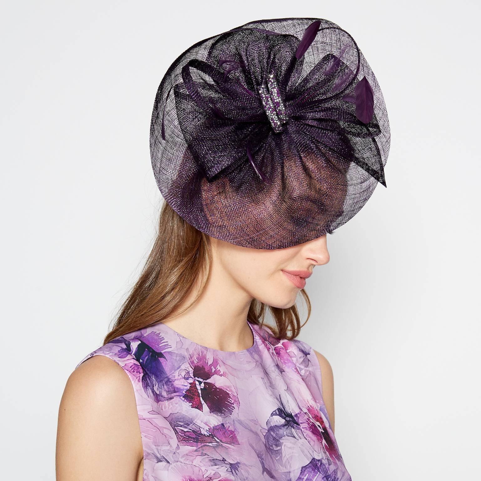 No. 1 Jenny Packham - Purple Embellished Saucer Occasion Wedding Hat ...