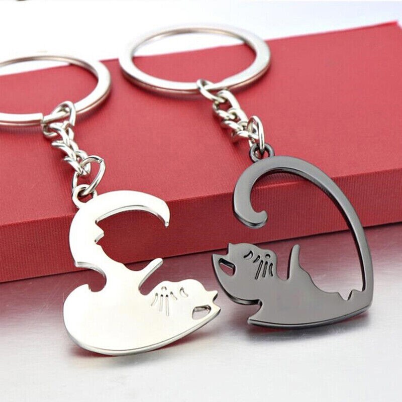 2pcs Yin and Yang Cat Key Chain Ring Set Couple Best Friends BFF ...