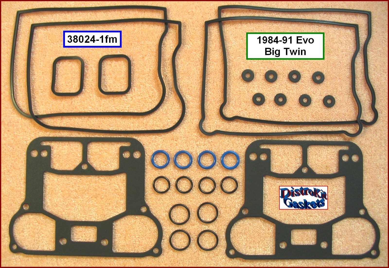 Full Rocker Box Gasket Kit, foamet base gaskets 84-91 Evo Big Twin ref ...