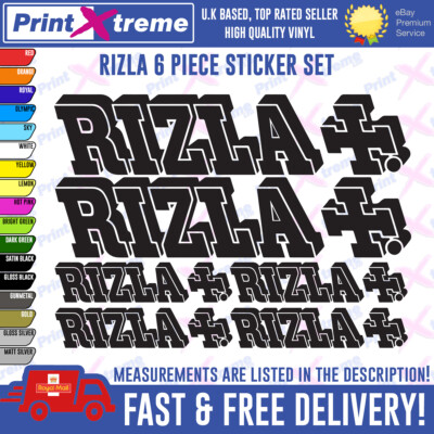 Rizla Stickers Decals SINGLE COLOUR 6 PIECE SET motorcycle, scooter ...