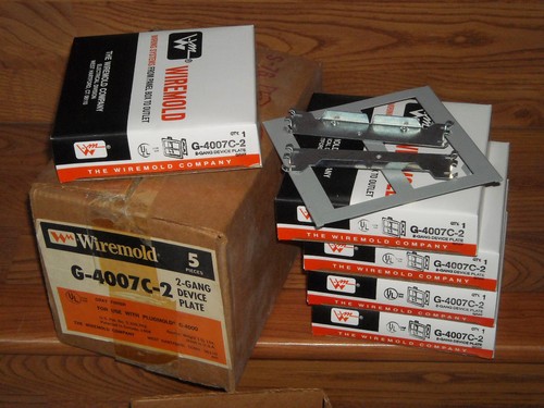 NEW Box of 5 Wiremold G-4007C-2 Device Plate 2-Gang for Plugmold G-4000 ...
