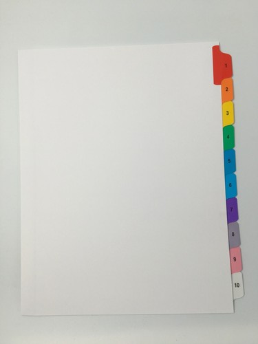 # 1-10 colored Numbered index tab, 60 SETS NO Holes | eBay