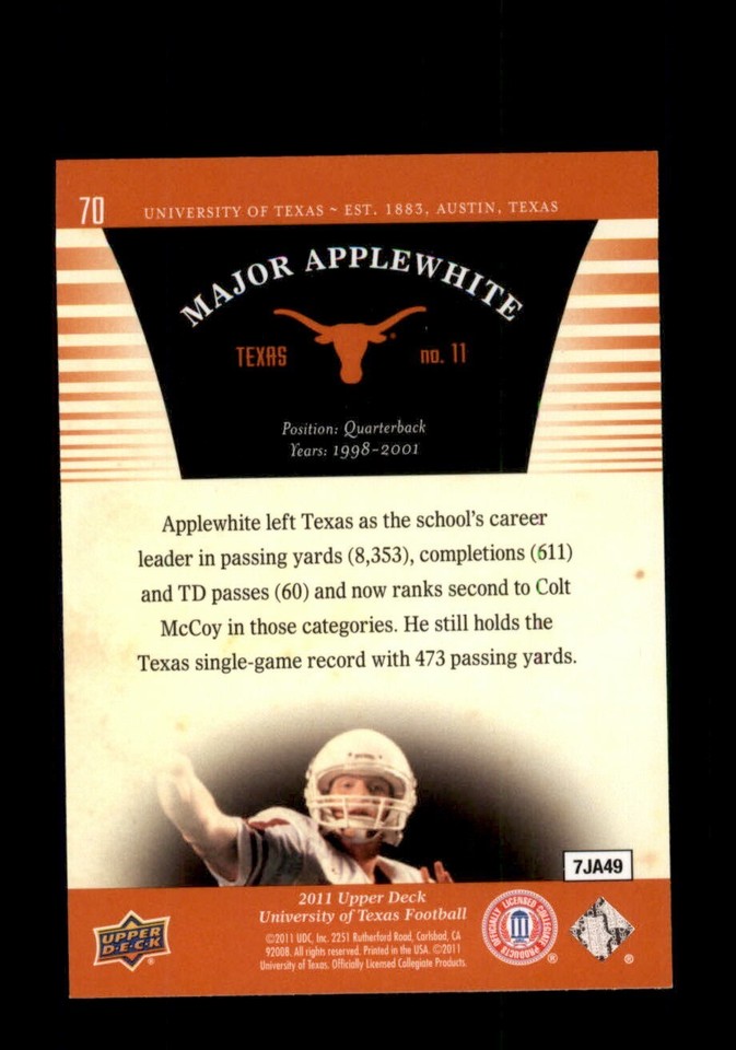 2011 Upper Deck University of Texas - #70 Major Applewhite | eBay