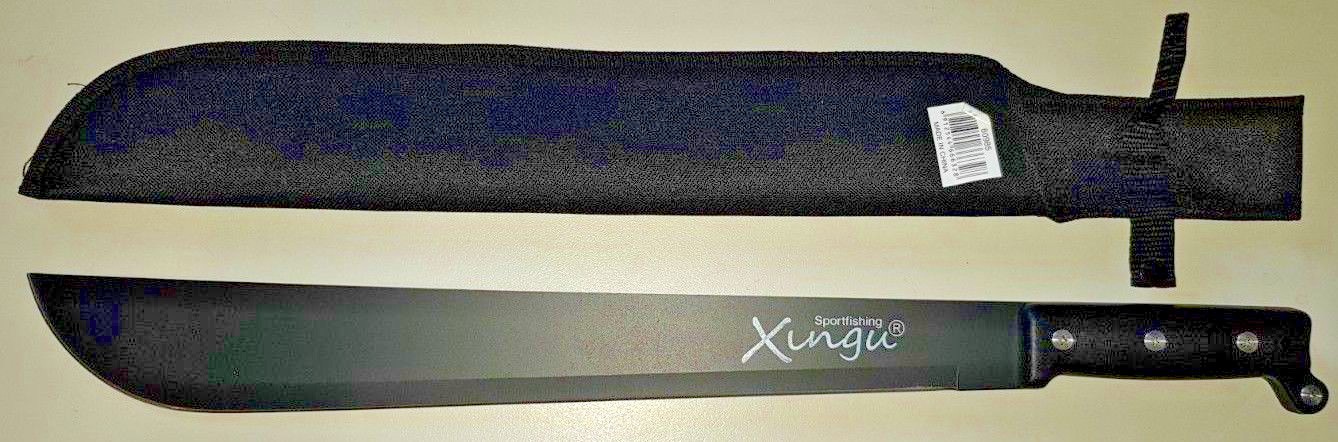 Machete 45cm Black Steel Blade Strong ABS Handle HD Sheath Survival ...