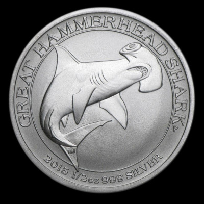 2015 1/2 oz .999 Silver Great Hammerhead Shark BU Coin • Perth Mint ...