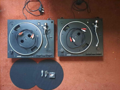 2x Sound Lab DLP 1600 Belt Drive DJ Turntables with Accessories ...