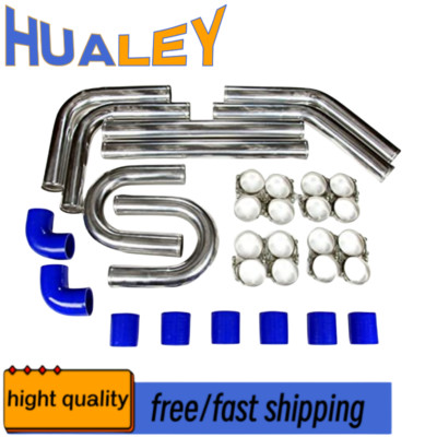 3" 76mm Aluminum Universal Intercooler Turbo Piping pipe Kit + Blue ...