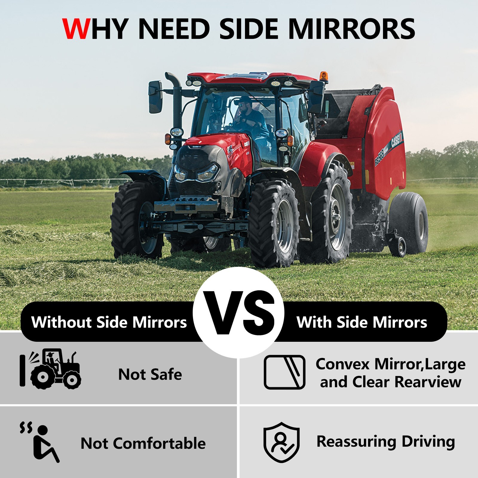 Tractor Mirrors Strong Magnetic Side Mirrors for Tractors, Forklifts ...