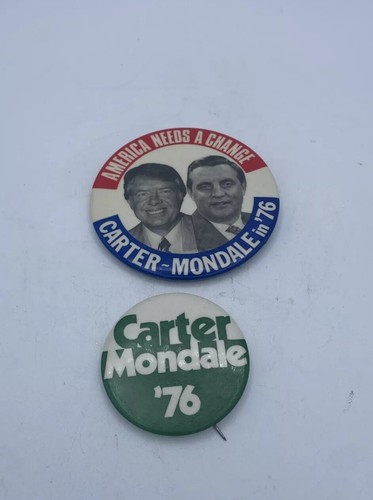 2 VTG 1976 Carter & Mondale Presidential Campaign Political Buttons ...