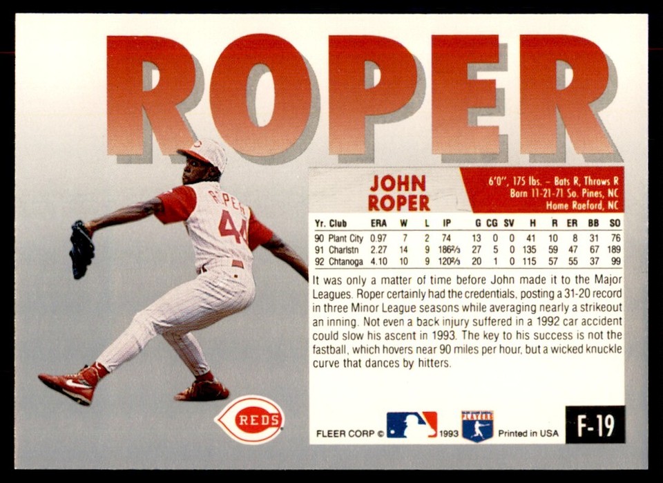 1993 Fleer Final Update John Roper Baseball Cards #F-19 | eBay