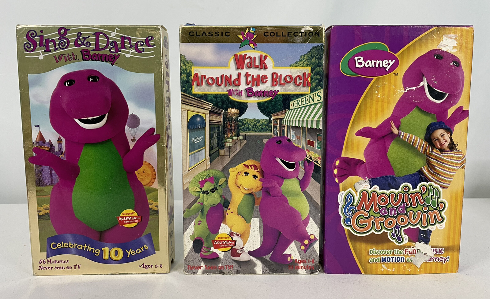 Barney VHS Set of 3 Tapes Sing & Dance Movin and Groovin Walk Around ...