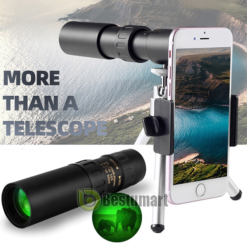 10-300X40mm Monocular Cell Phone Camera Telephoto Lens+Tripod For ...