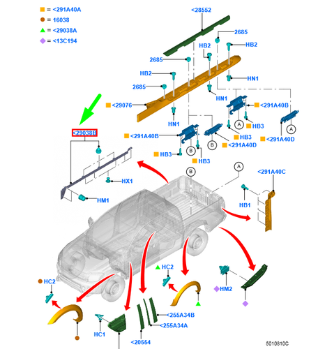 FORD RANGER T6 MK1 Right Side Moulding AB39-26291C20-CA 1790616 NEW ...