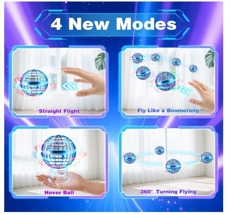 Hand-Controlled Flying Orb Ball Toy – Mini Hover Drone Magic Spinner ...