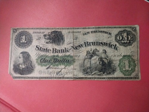 1800s U.S. Large Obsolete $1 State of New Jersey New Brunswick State ...