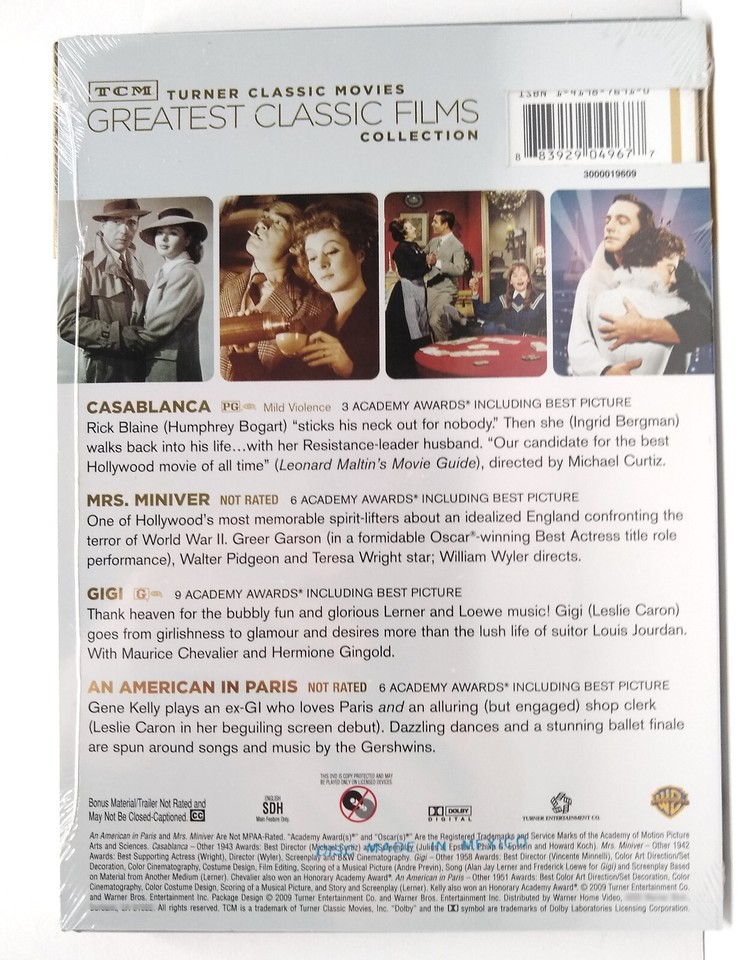 Turner Classic Movies DVD 4 Best Picture Winners Greatest Films TCM ...