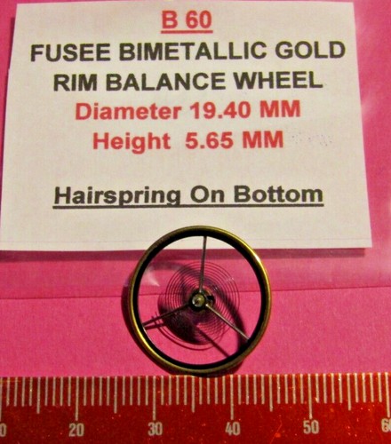 FUSEE BALANCE WHEEL BIMATALLIC GOLD RIM POCKET WATCH PART IN GOOD ...