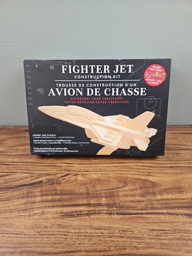 Professer Puzzle Fighter Jet Construction Kit Ages 6+ Wood Paint/Brush ...