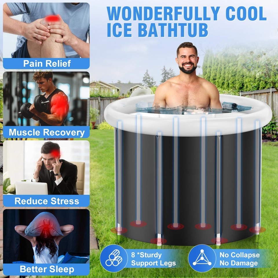 XL 110 Gal Cold Plunge Tub – Insulated Ice Bath with Thermal Cover ...