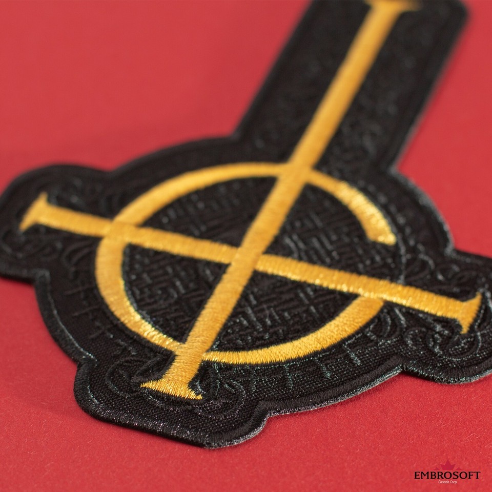 Ghost BC Golden Grucifix Cross Symbol with Pattern Band Embroidered Patch Iron | eBay