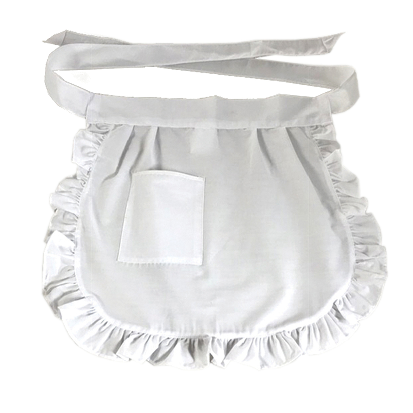Waitress Half Apron White Polycotton Pinny with Frills & Small Pocket ...