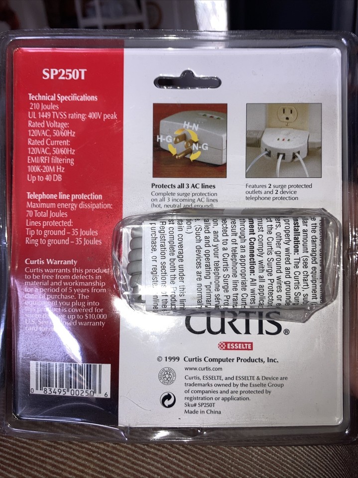 CURTIS PERSONAL COMPUTER SURGE PROTECTOR SP250T | eBay