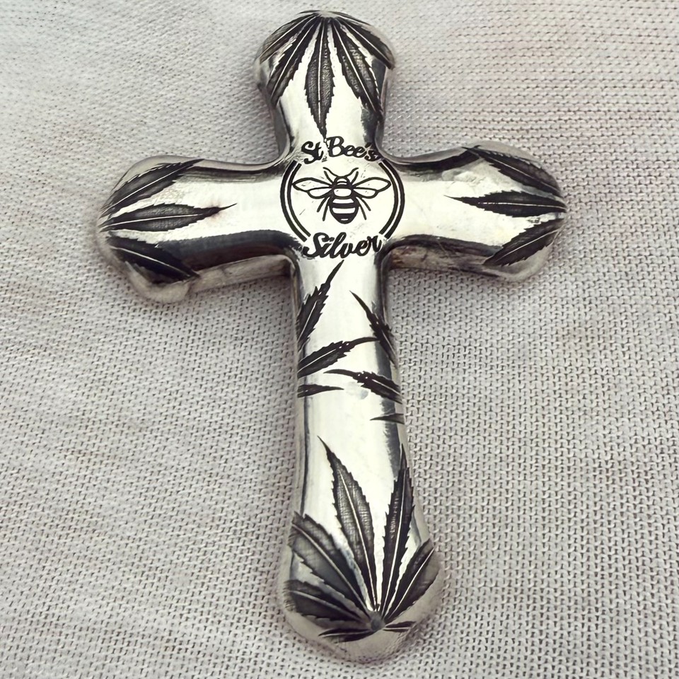 1.5 ozt .999 FS Hand Crafted Silver 420 Cross Silver Art COA Limited Ed ...