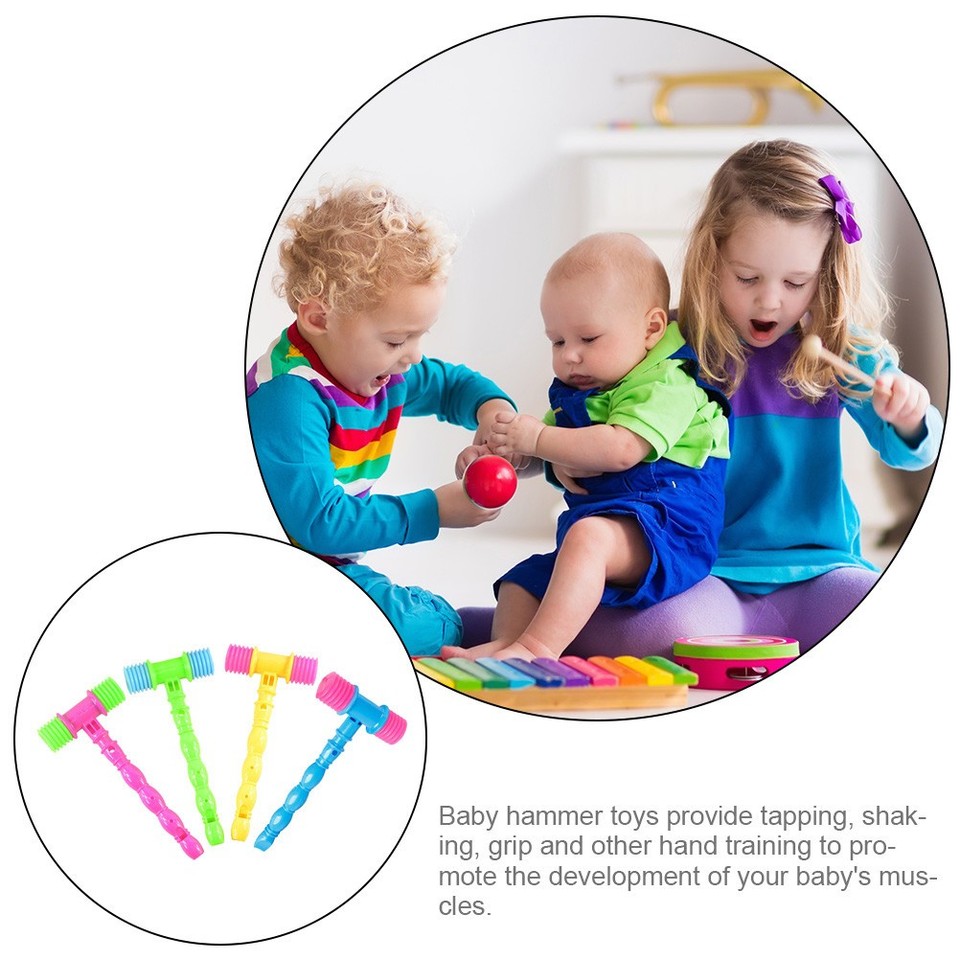 8 Pcs Kids Hammer Plastic Music Toys Montessori Hammering Pounding ...