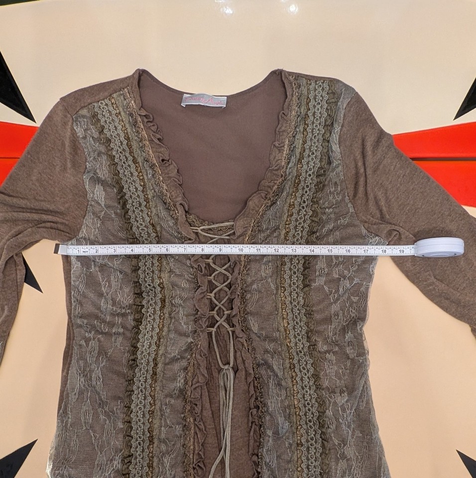 Pretty Angel Tunic Corset Tie Front Olive/Brown Preowned XL | eBay
