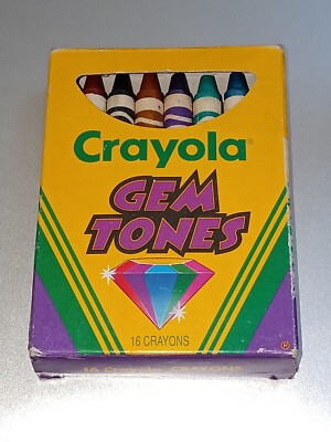 Crayola Gem Tones Crayons Retired 1994 16 Count Box Shimmer Crayons ...