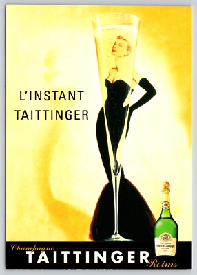 Postcard L'Instant Taittinger Champagne Advertising Blonde Female Model ...
