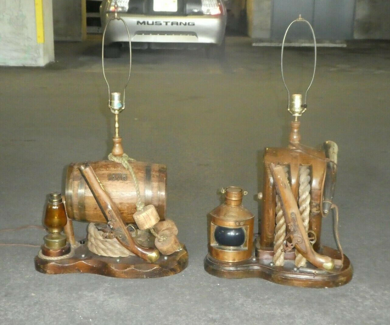 PAIR OF FANTASTIC MID CENTURY NAUTICAL / PIRATE THEME WOOD LAMPS | eBay