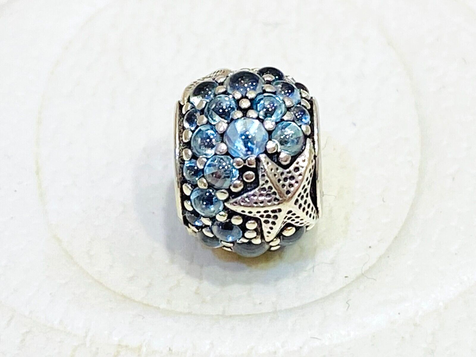 Authentic Pandora OCEANIC Frosty Blue CZ & Silver STARFISH Ocean Charm 791905 | eBay