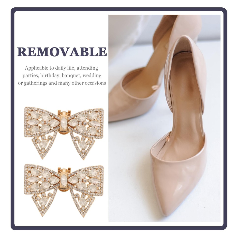 Bow Shoe Clips Bowknot Shoe Charms Rhinestone Shoe Clips Clip on Bows ...