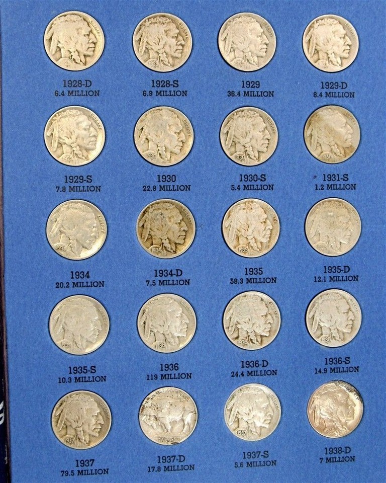 *FREE S/H! STUNNING BUFFALO NICKEL COLLECTION 1913-38! *7 SEMI-KEYS ...