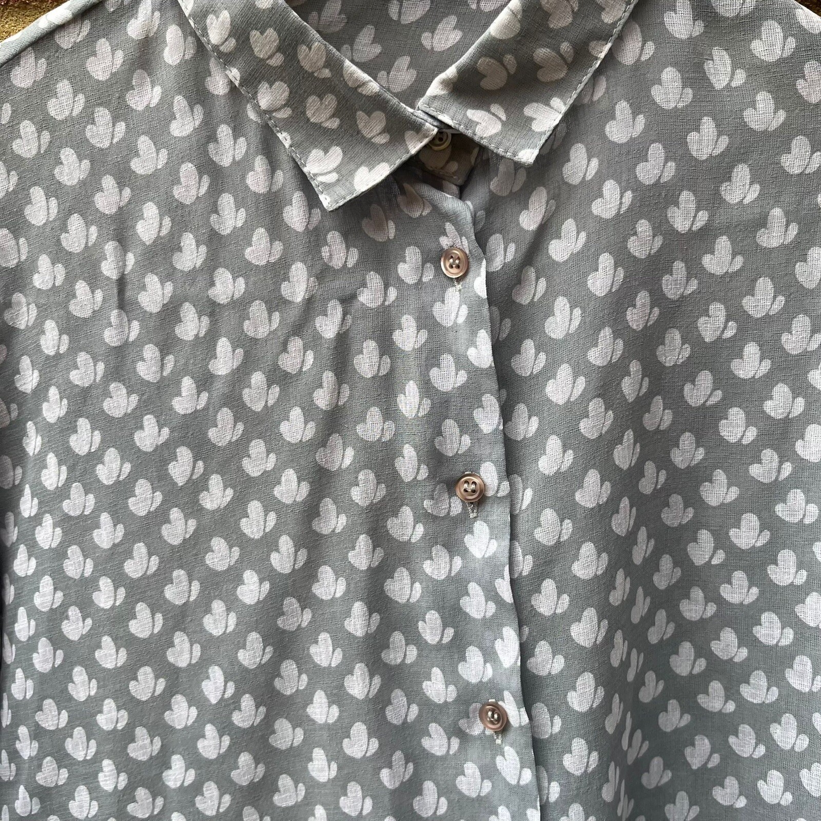 Vintage Jaeger Grey & White Pattern Collared Button U… - Gem