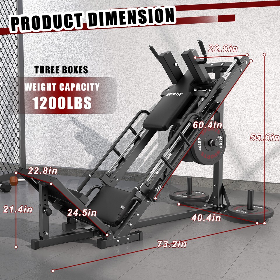 Leg Press Hack Squat Machine Combo Adjustable Leg Exercise Machine for ...