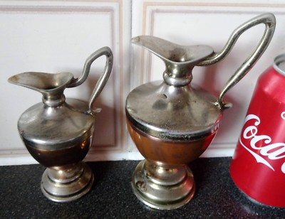 Vintage 2 Brass Dec Jug/Bud Vase-Signed ENGLAND-REG 934670.H-15/12cm/W ...